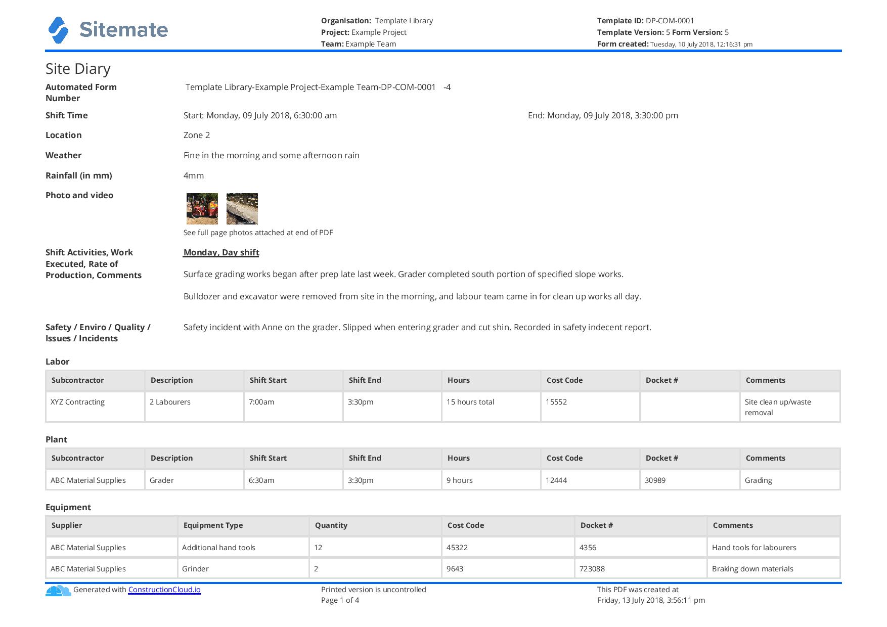 Free Site Diary Template better Than Word Doc Excel And PDF 