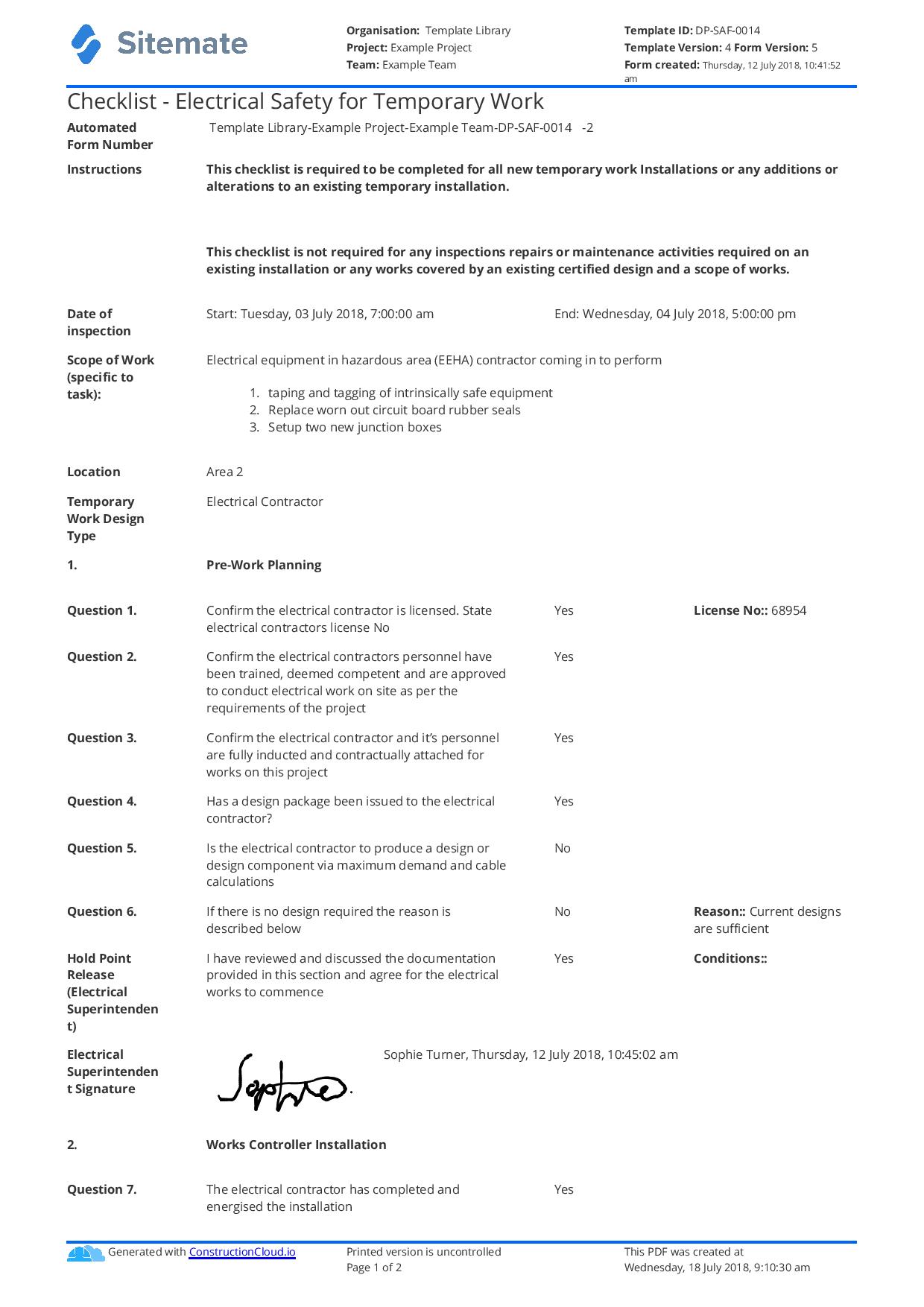 Electrical Checklist In Excel Format 2