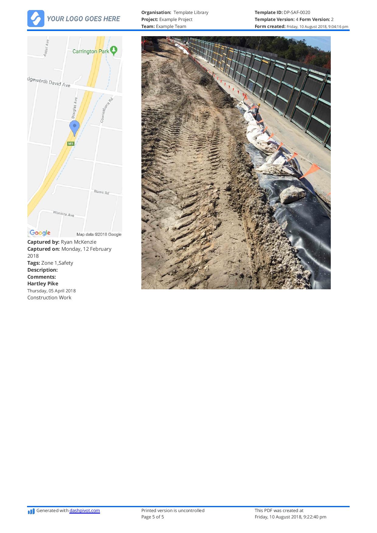 Hazard Report Form Example Near Miss Incident Report Template 