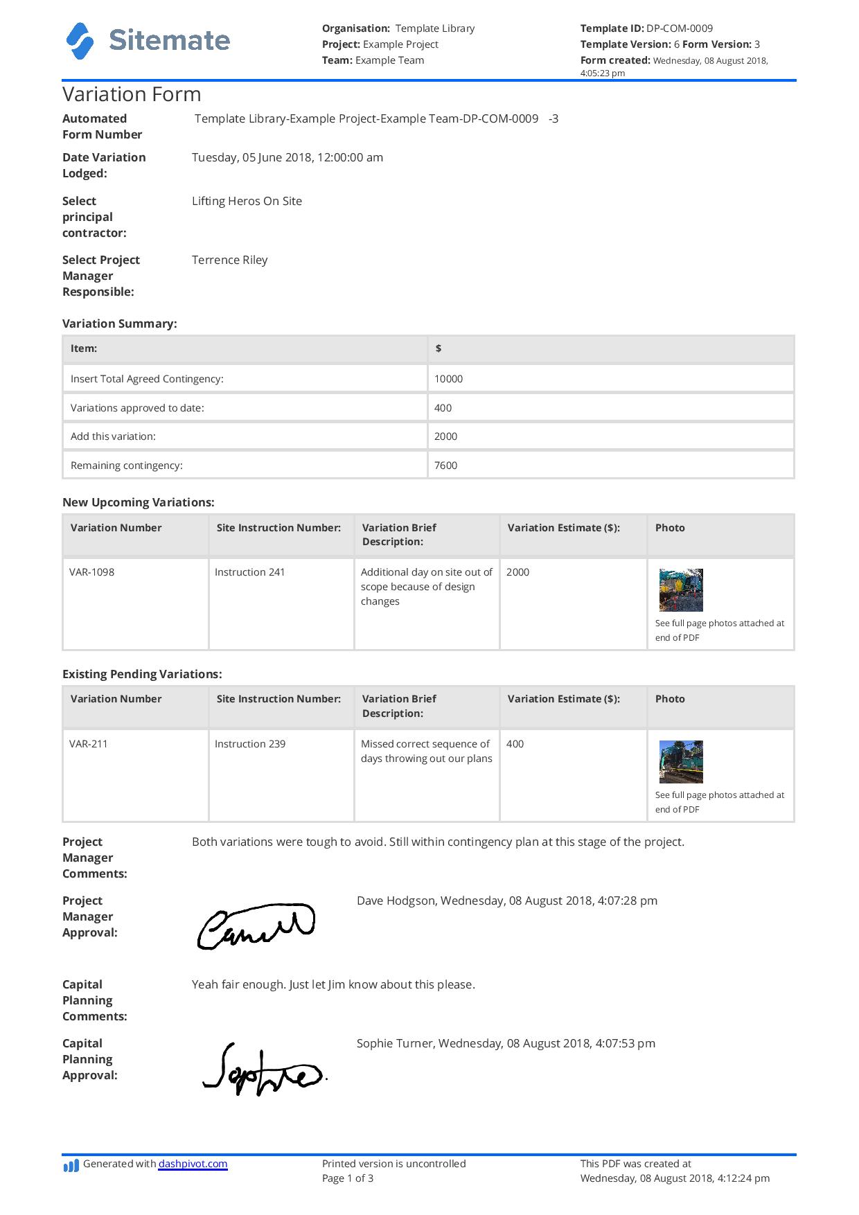 Free Contract Variation Template PRINTABLE TEMPLATES