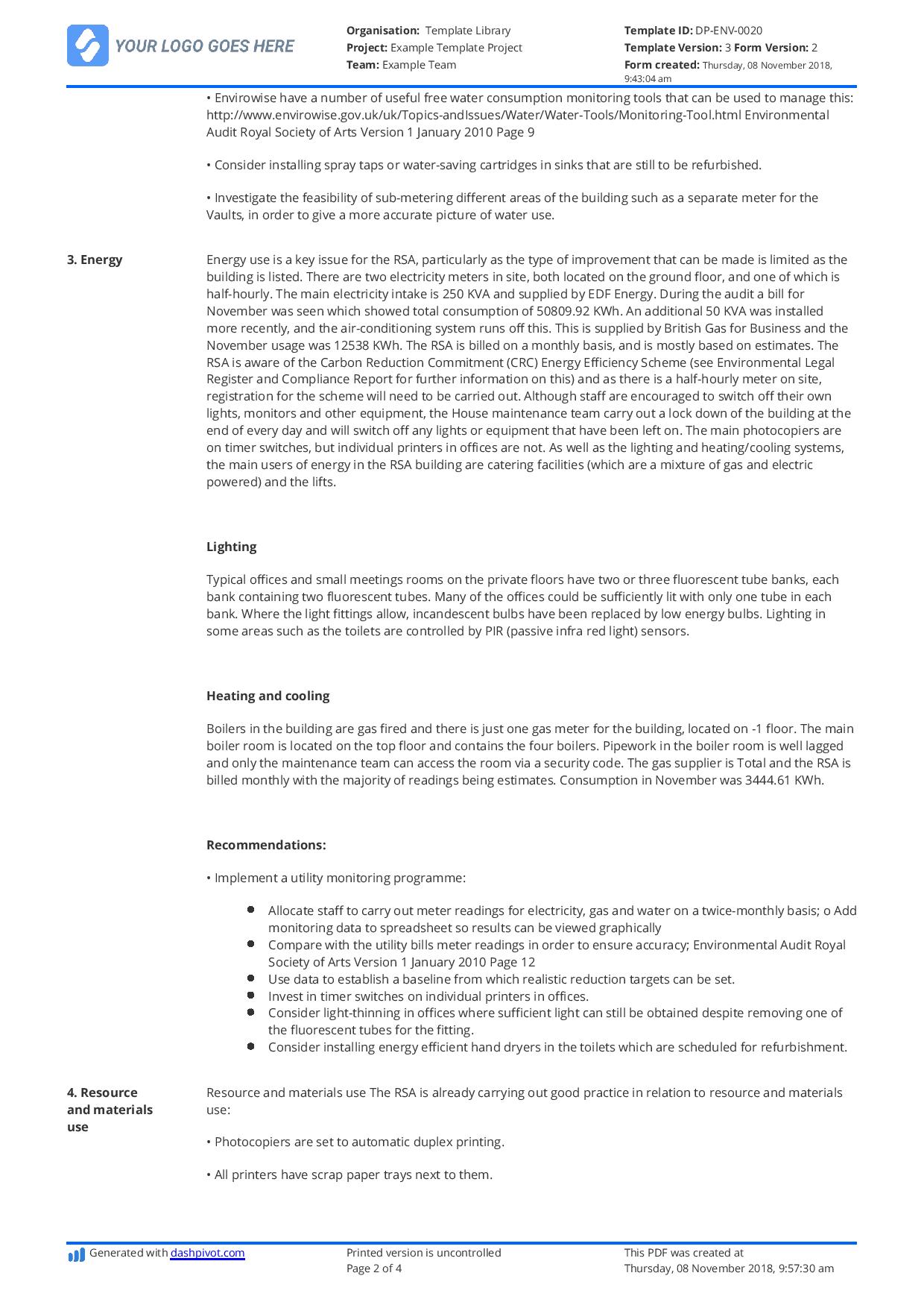 It Audit Report Template Word
