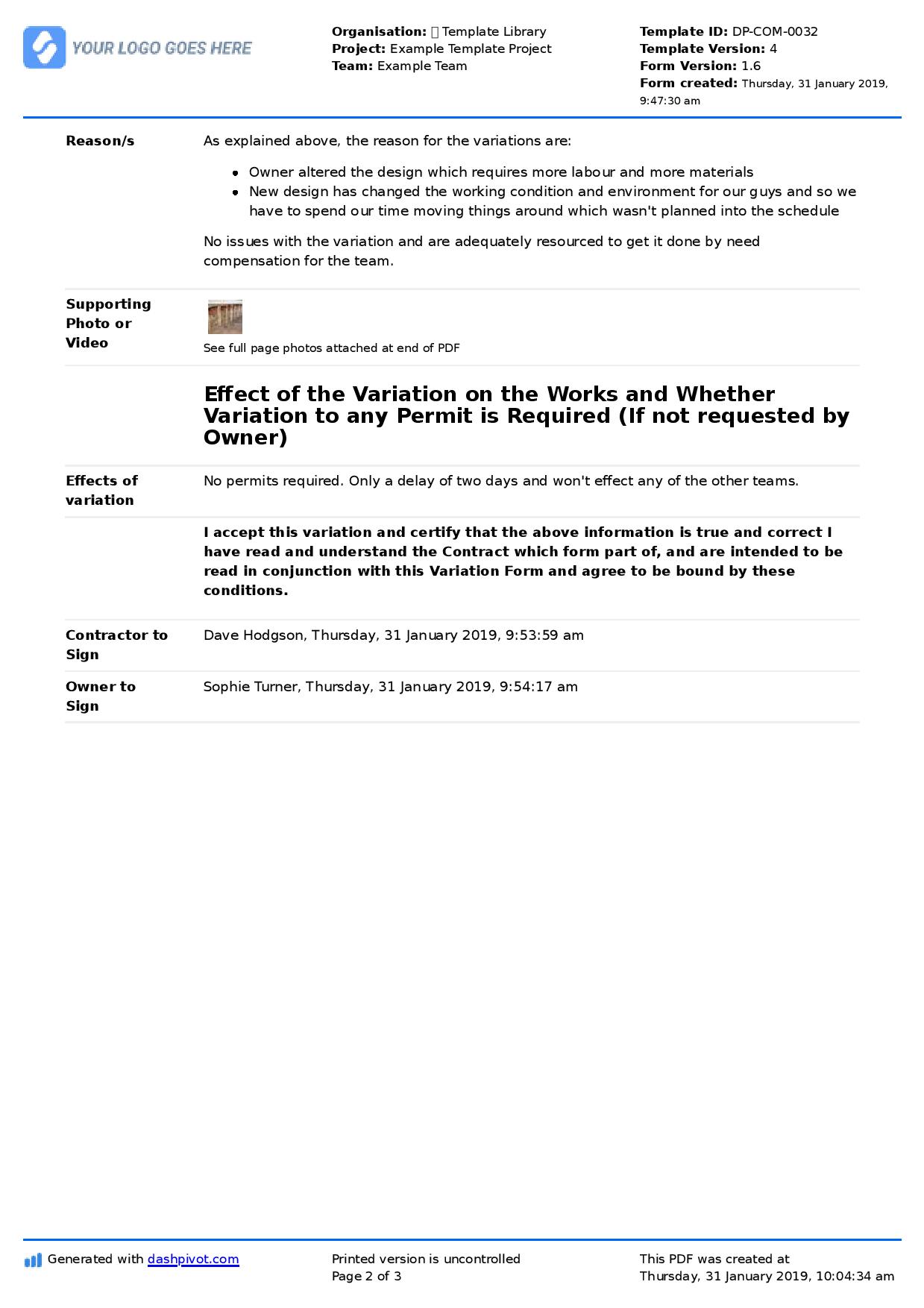 Contract Revision Template
