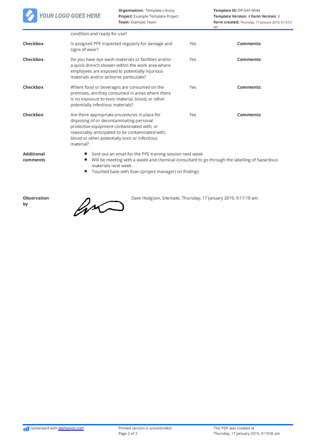Free PPE Inspection Checklist Template Use Online Download Print Free PPE Inspection Checklist Template Use Online Download Print
