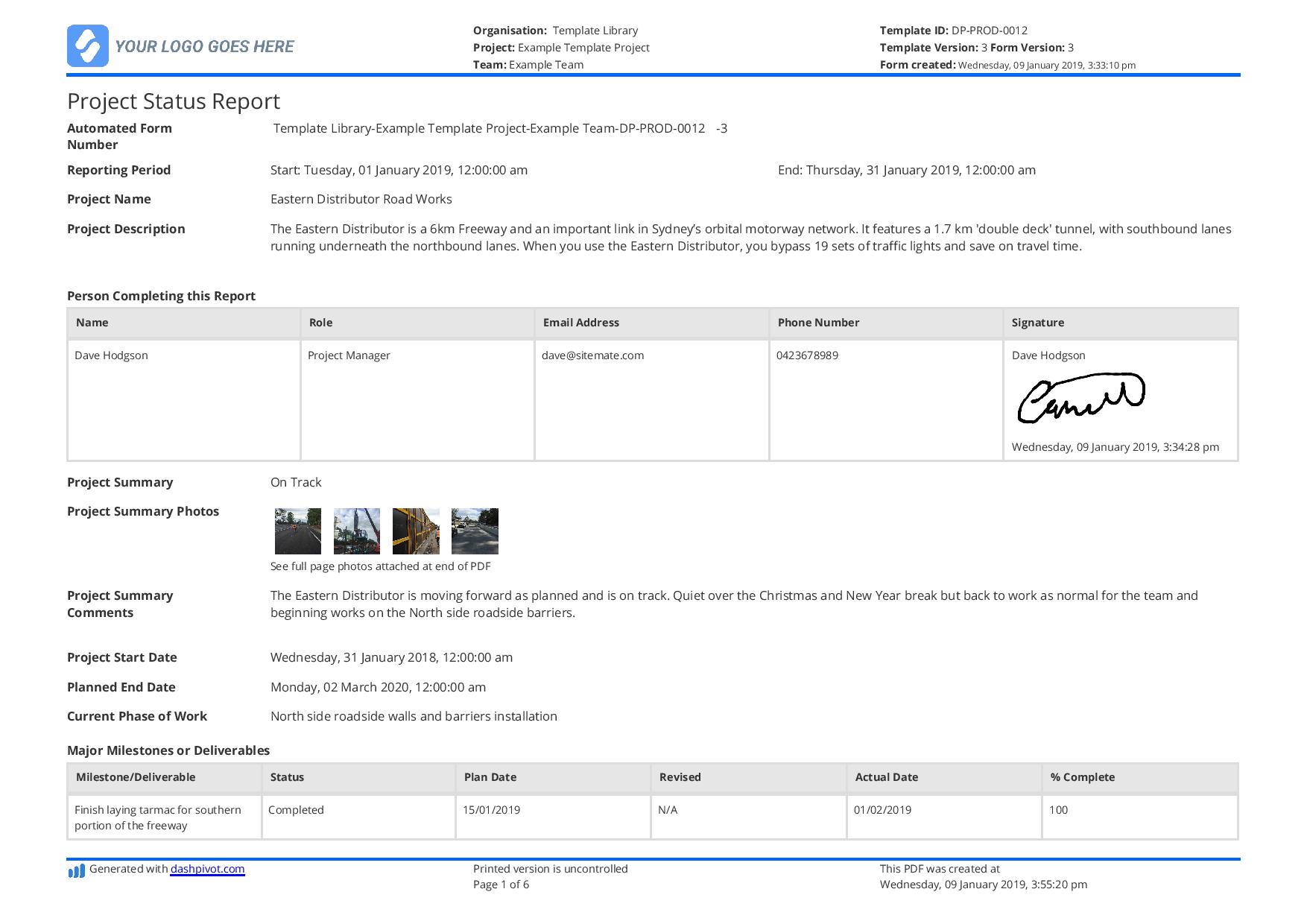 Free Project Status Report Template Better Than Word Excel PPT 