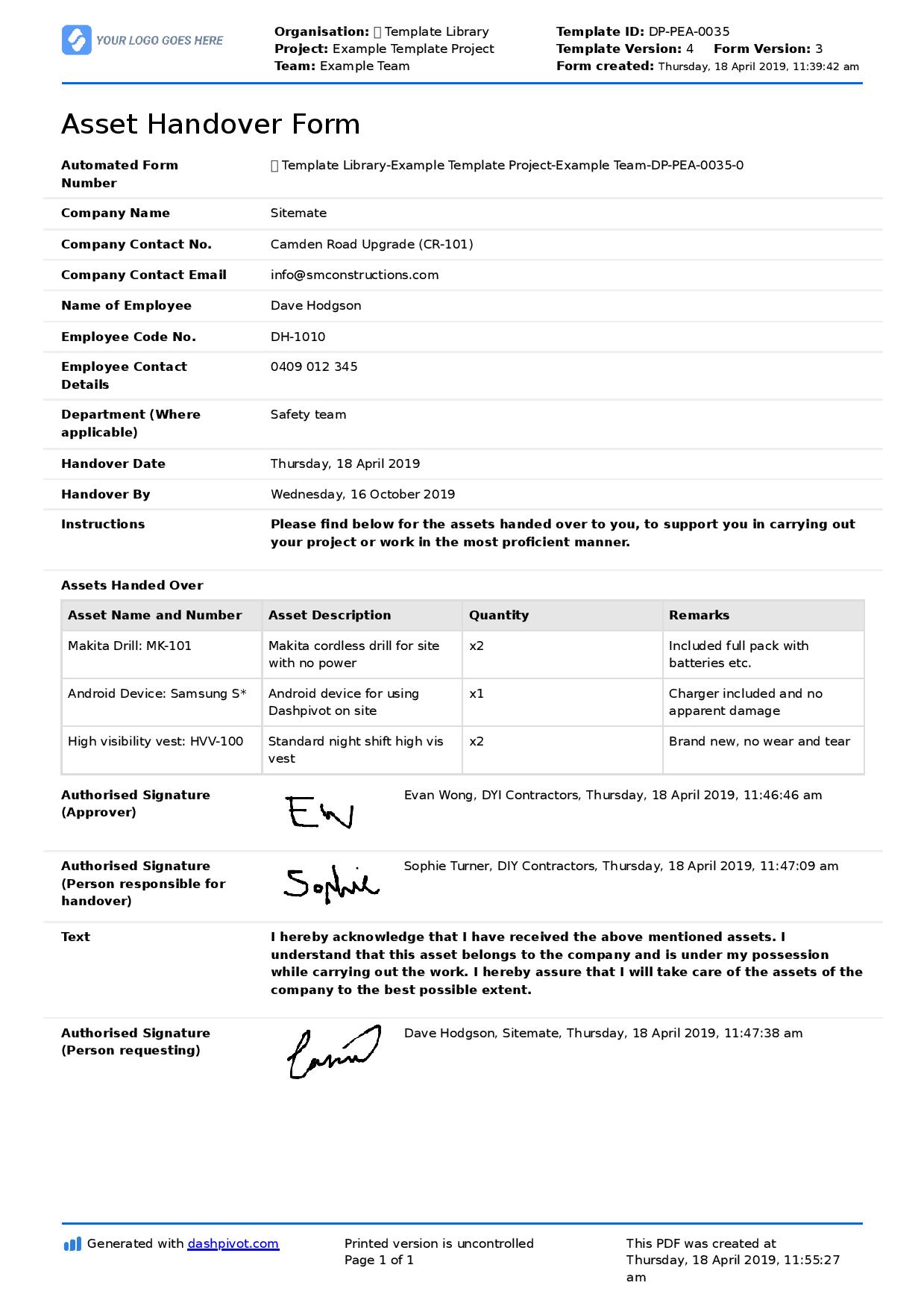 Handing Over Notes Template Sample Template Inspiration