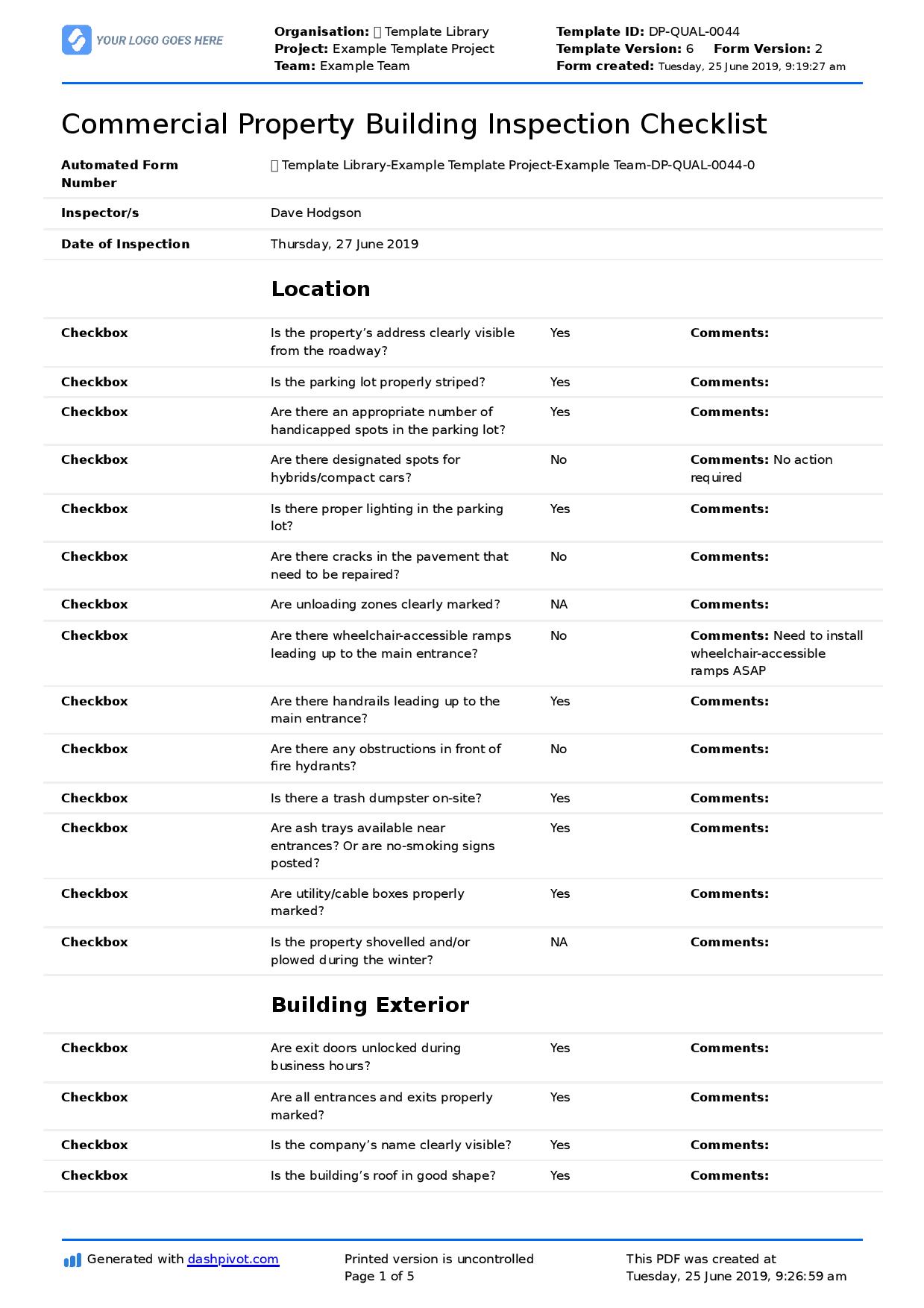 Home Inspection Report Template