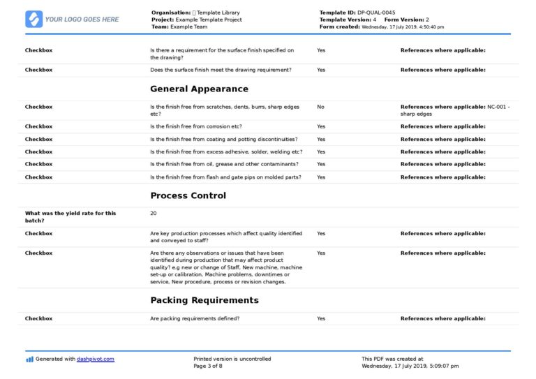 First Article Inspection Form template: Free & editable report template