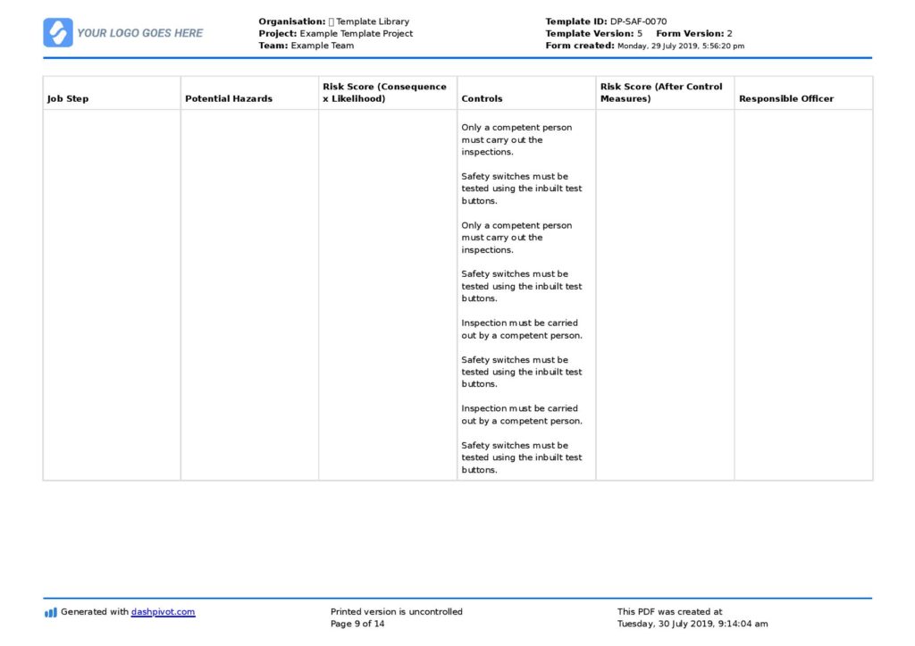 Safe Work Method Statement for Electrical Works (Editable template)