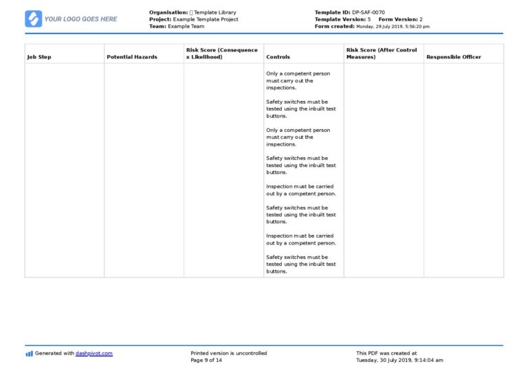 Safe Work Method Statement for Electrical Works (Editable template)