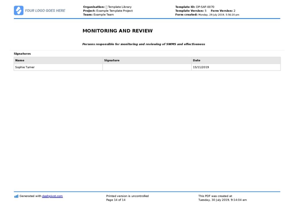 Safe Work Method Statement for Electrical Works (Editable template)