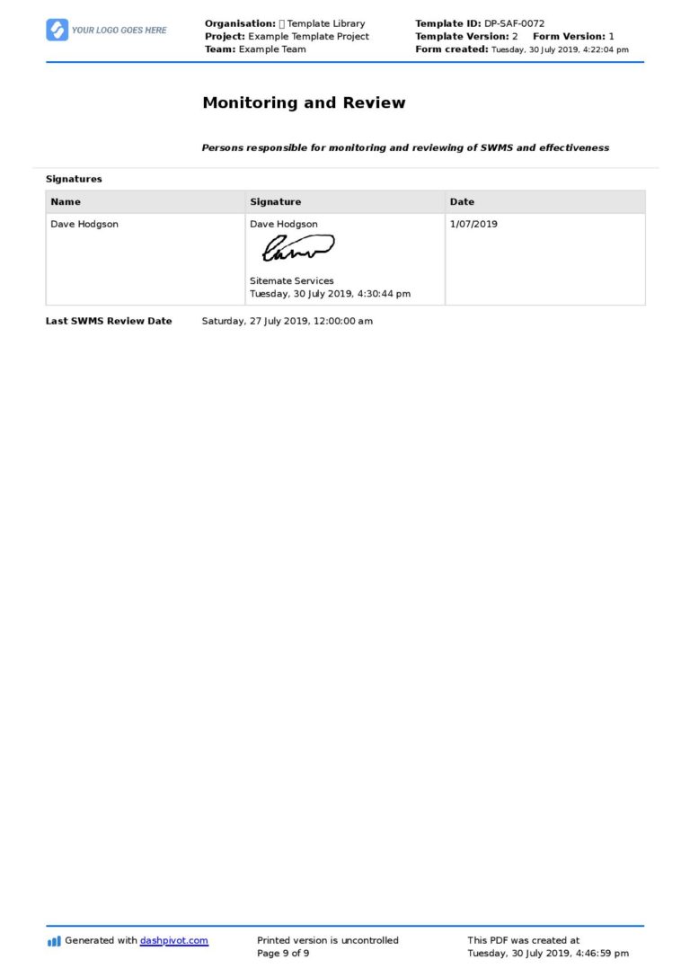 Safe Work Method Statement for Demolition - Demolition Works SWMS