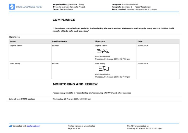 Painting Safe Work Method Statement: Free & editable SWMS