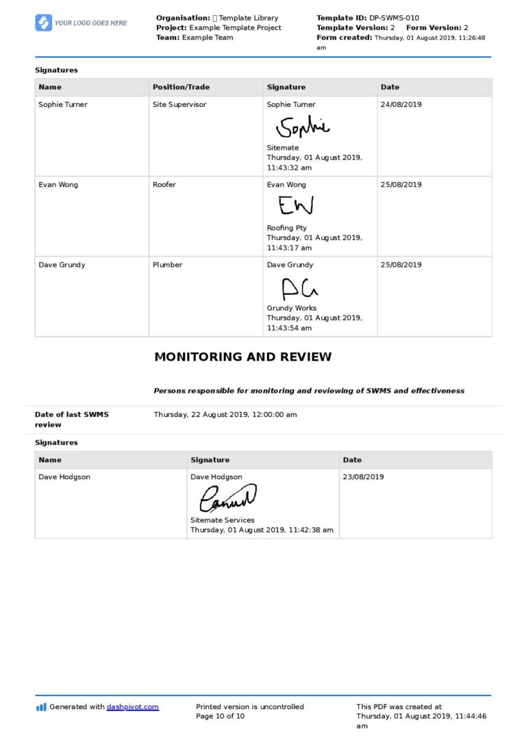 Safe Work Method Statement for Roofing: Roofing SWMS Template