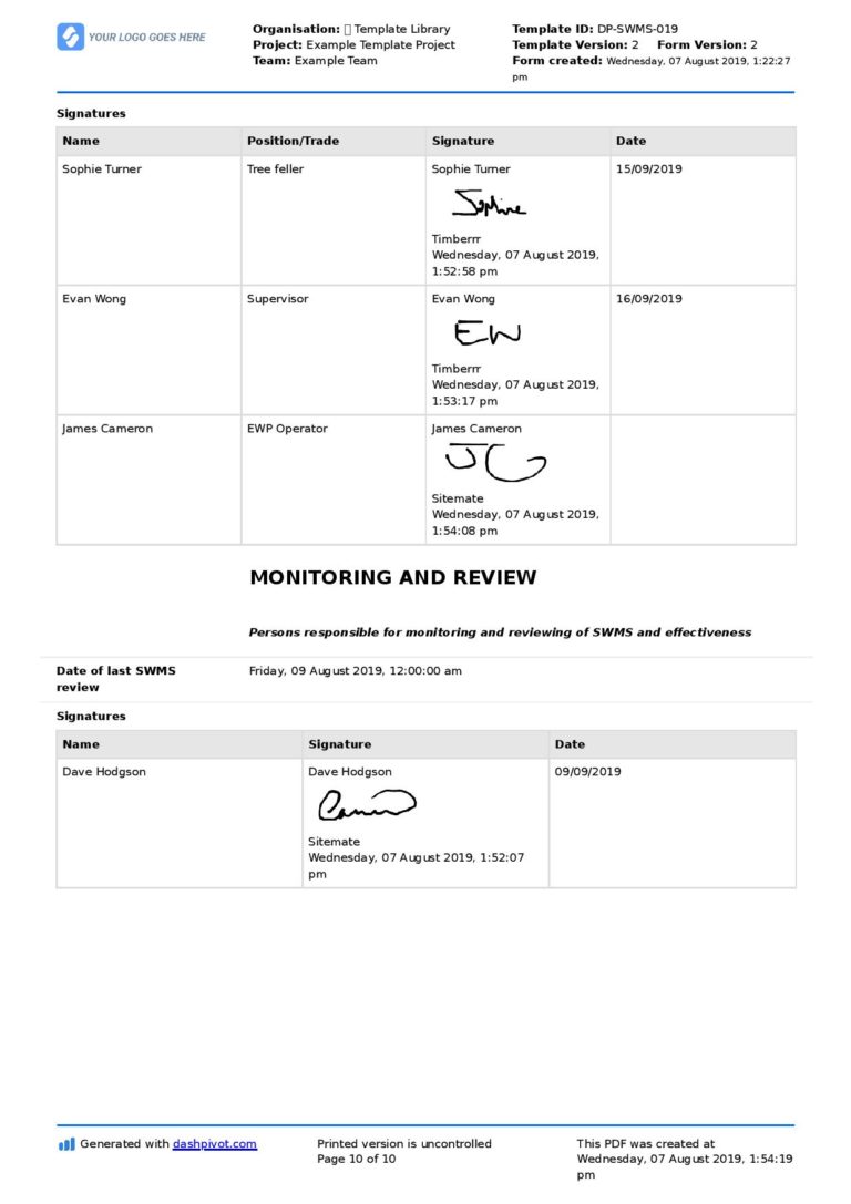 Tree Felling and Tree Removal Safe Work Method Statement (SWMS)