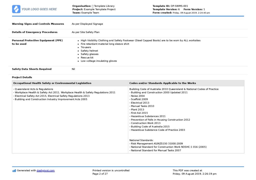 Carpentry Safe Work Method Statement Free Editable SWMS 