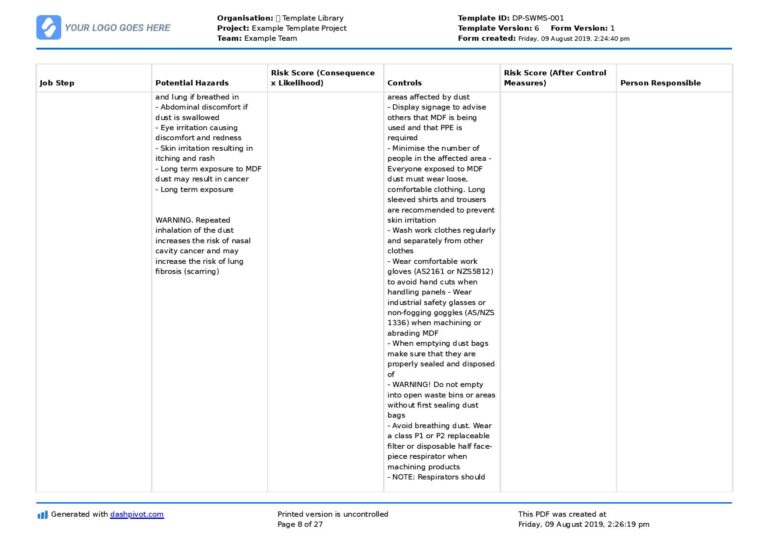 Carpentry Safe Work Method Statement [Free + editable SWMS]
