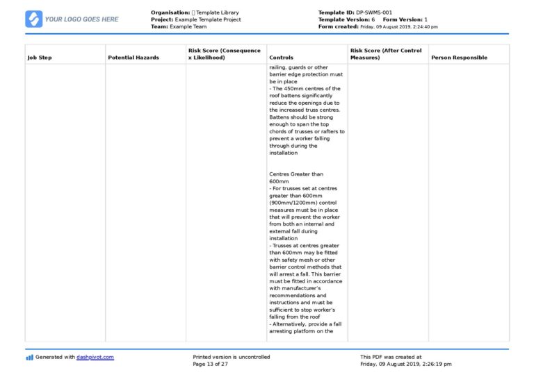 Carpentry Safe Work Method Statement [Free + editable SWMS]