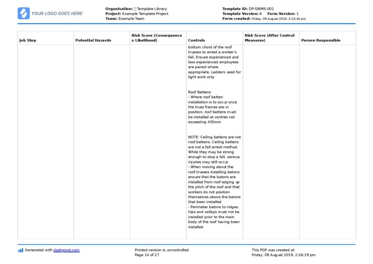 Carpentry Safe Work Method Statement [Free + editable SWMS]