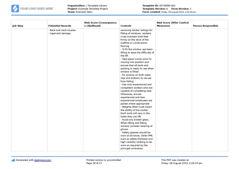 Carpentry Safe Work Method Statement [Free + editable SWMS]