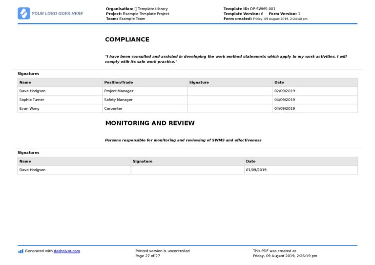 Carpentry Safe Work Method Statement [Free + editable SWMS]