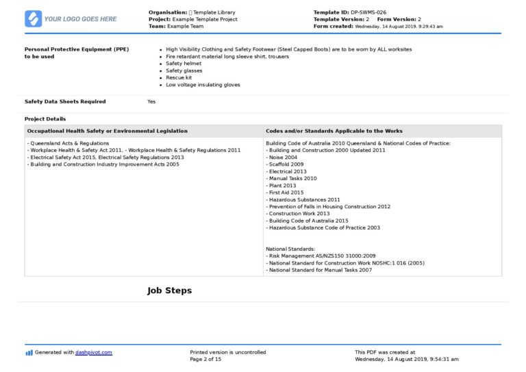 Plastering Safe Work Method Statement (Free plastering SWMS)