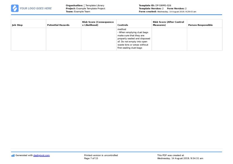 Plastering Safe Work Method Statement (Free plastering SWMS)