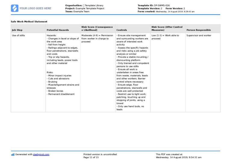 Plastering Safe Work Method Statement (Free plastering SWMS)