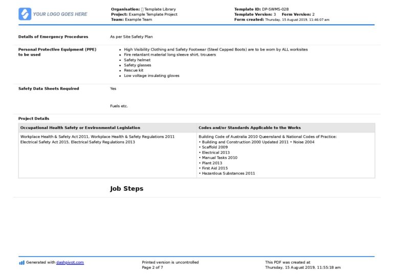 Landscaping Safe Work Method Statement (Free landscaping SWMS)