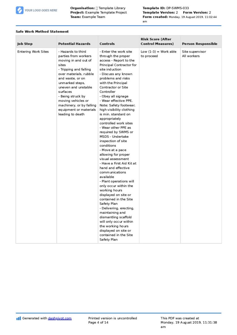 Air Conditioning Safe Work Method Statement (Free air con SWMS)