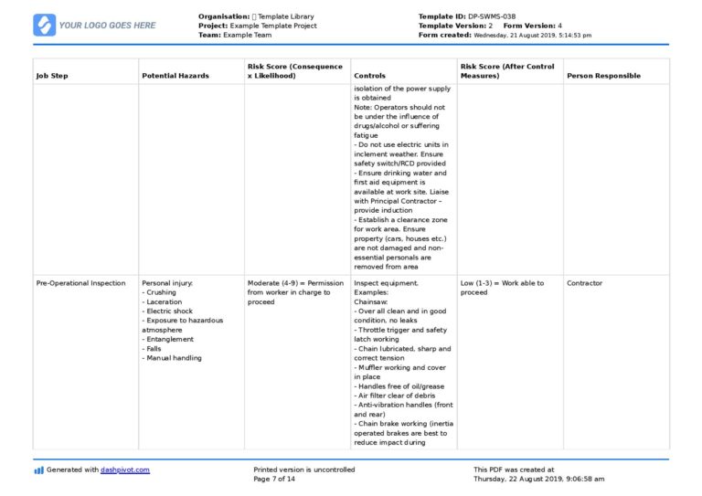 Safe Work Method Statement for Fencing (Free fencing SWMS)