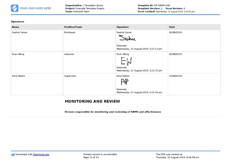 Safe Work Method Statement for Fencing (Free fencing SWMS)