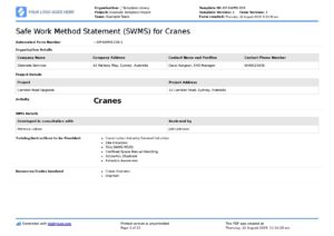 Cranes Safe Work Method Statement (Mobile cranes, truck, operations)