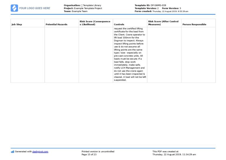 Cranes Safe Work Method Statement (Mobile cranes, truck, operations)