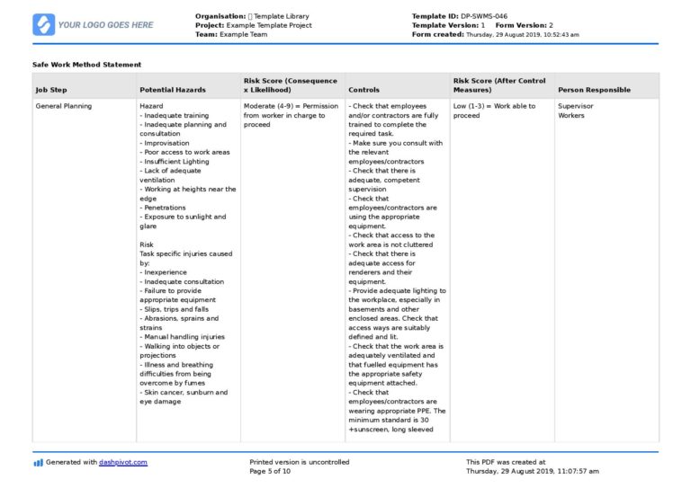 Rendering Safe Work Method Statement (Free rendering SWMS)