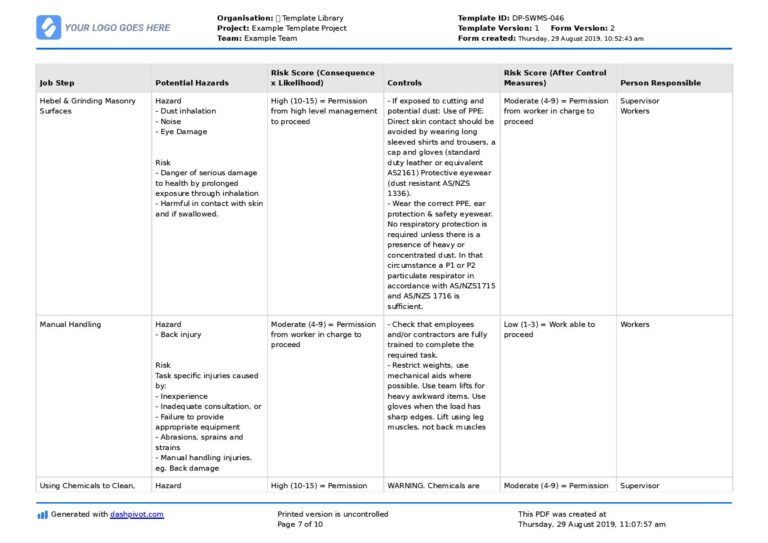 Rendering Safe Work Method Statement (Free rendering SWMS)