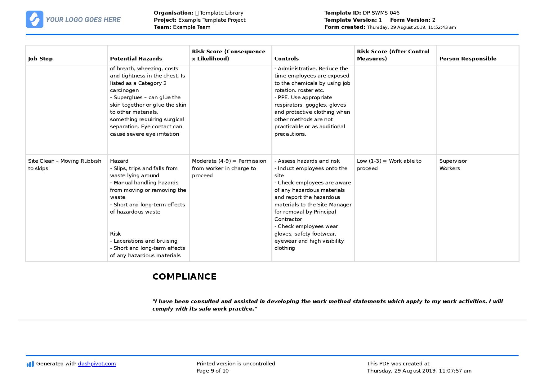 Driving And Transport Safe Work Method Statement Editable Swms Vrogue