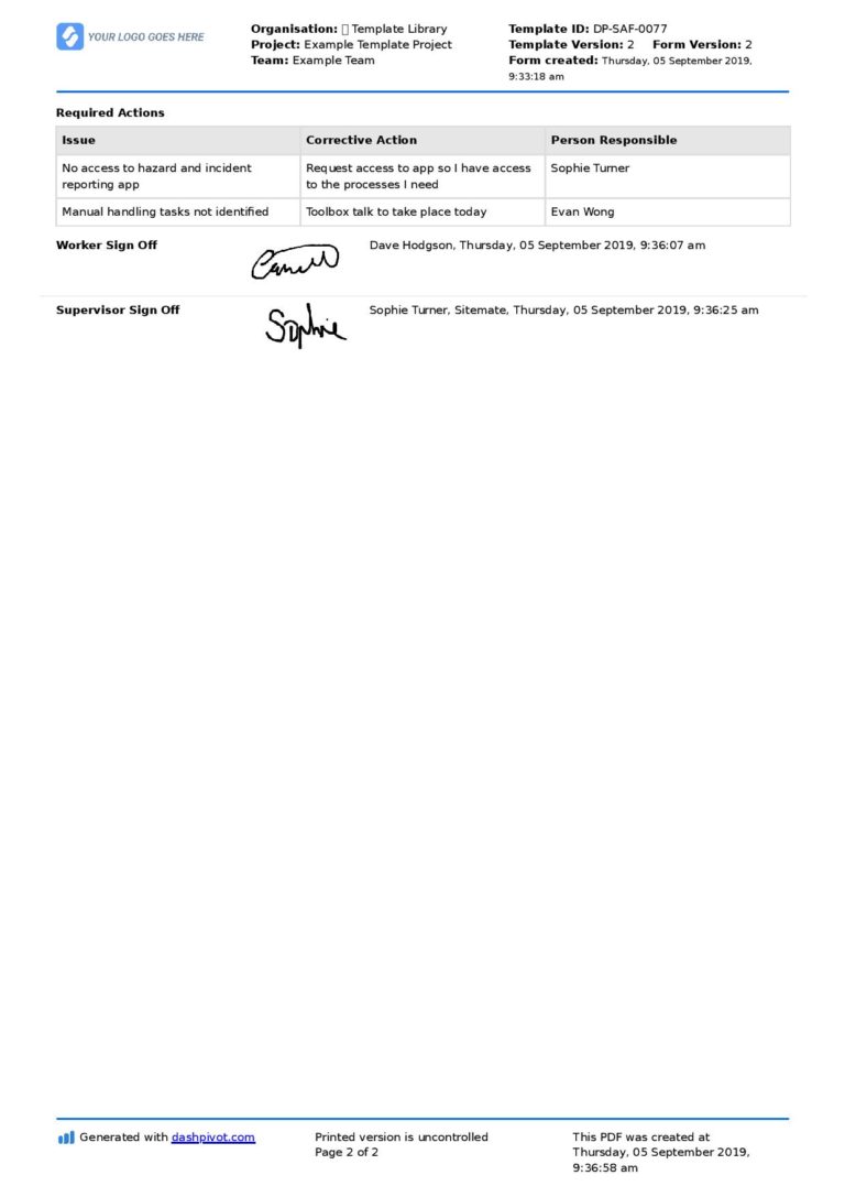 Take 5 Safety Template (Free and editable take 5 template)