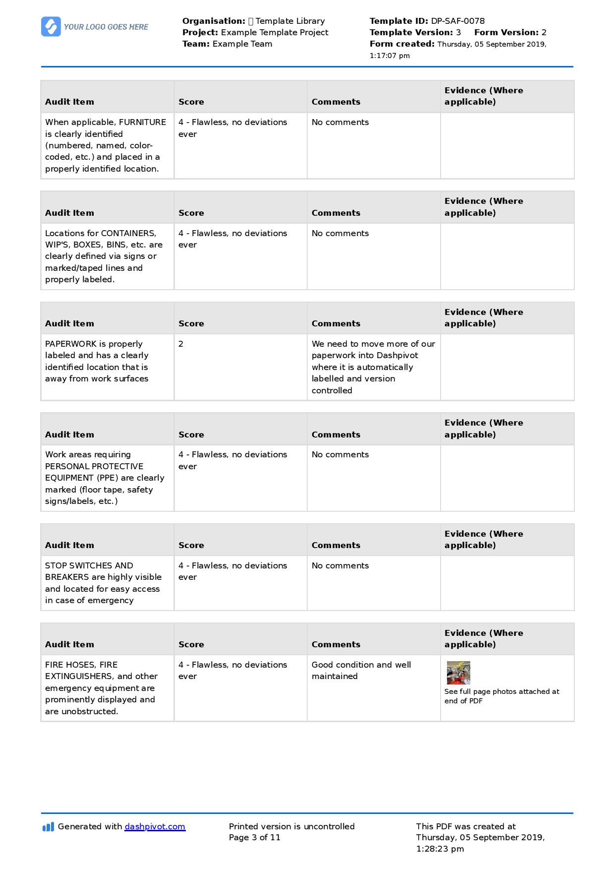 5S Audit Checklist Template Free And Customisable Checklist