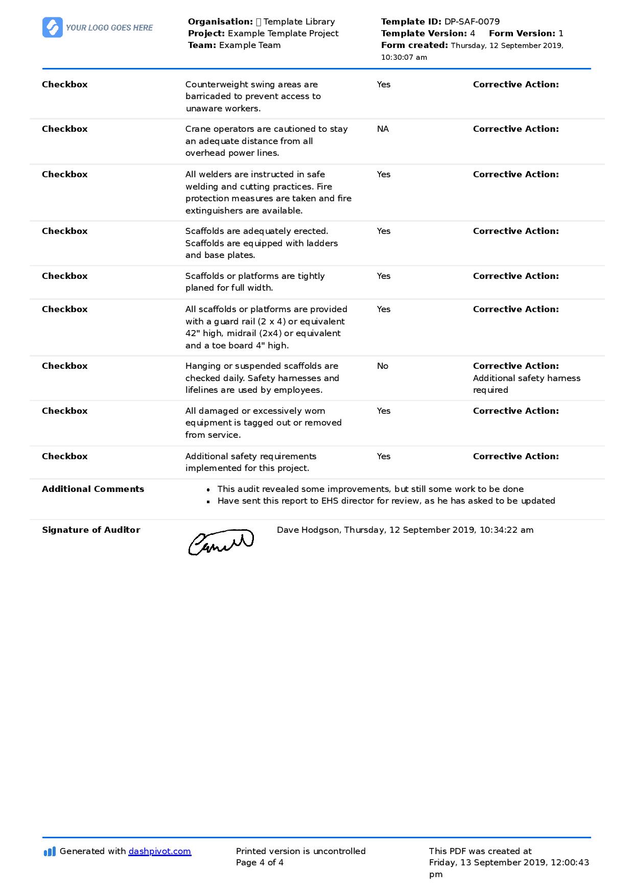safety audit example
