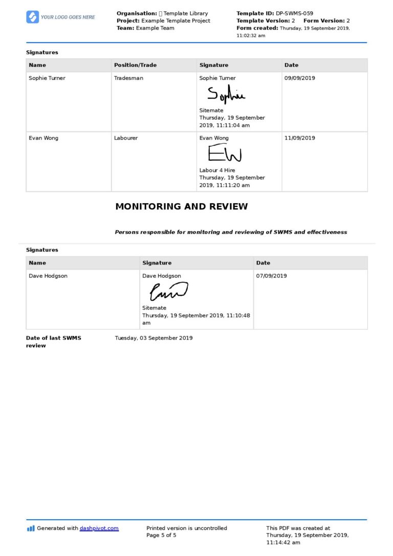 Drilling Safe Work Method Statement (Free, editable drill SWMS)