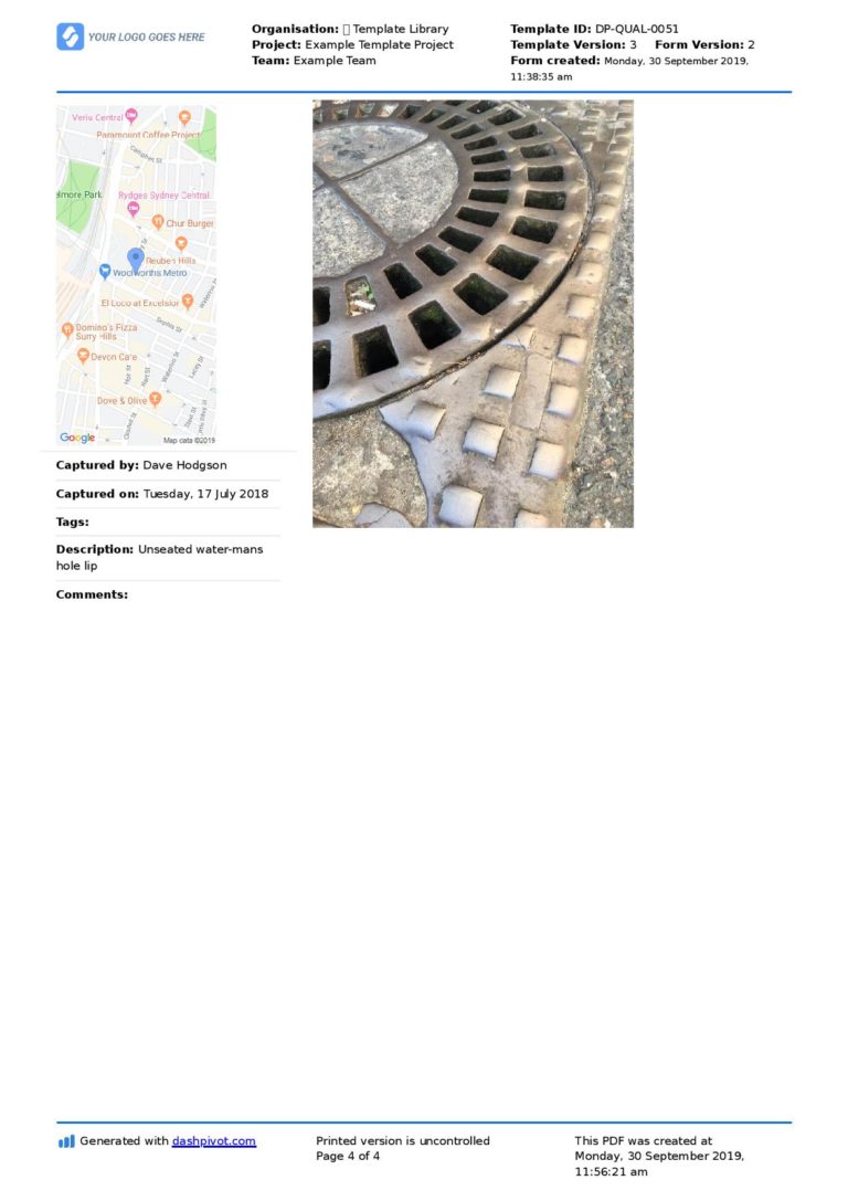 Manhole Inspection Checklist (Free and editable template)