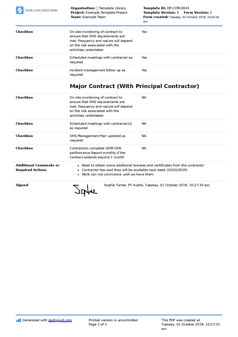 Contractor Management Checklist (Free and editable template)