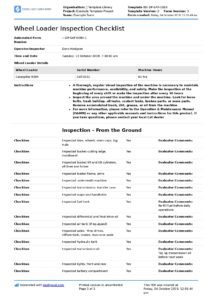 Wheel Loader Inspection Checklist: Free & editable form template