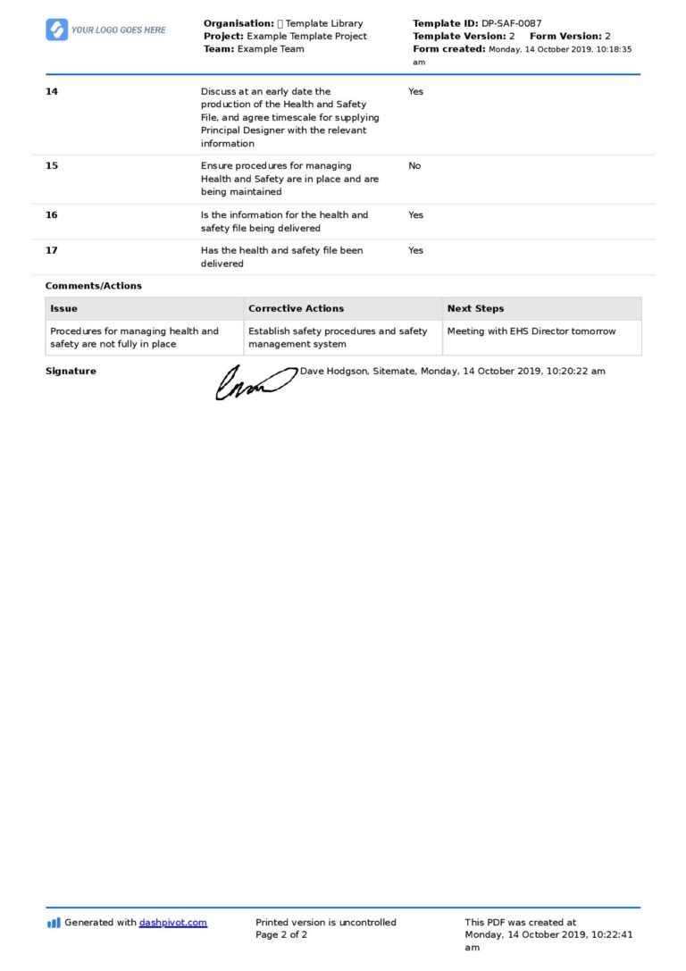 CDM Compliance Checklist (Free and editable template)