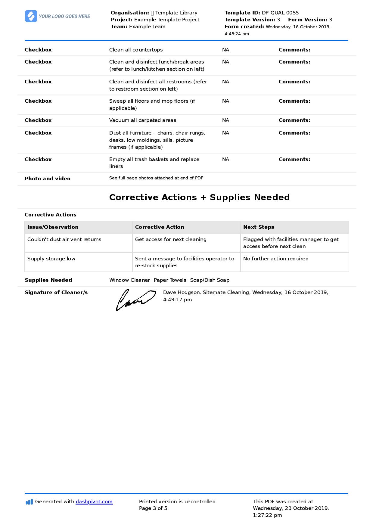 Cleaning Business Checklist Template Free Editable Template 