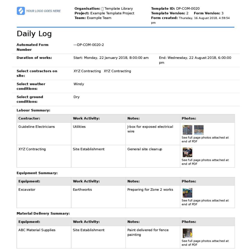 Construction Log Software: Easy & organised logs (Daily, monthly etc.)