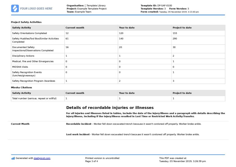 Monthly Safety Report template: Better format than word/excel/PDF