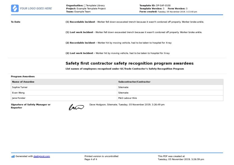 Monthly Safety Report template: Better format than word/excel/PDF