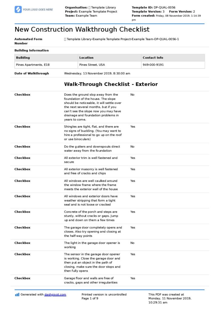 New Construction Walkthrough Checklist (Better than PDF template)