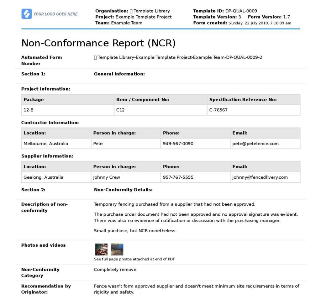 Non Conformance Software: Management, report and tracking software